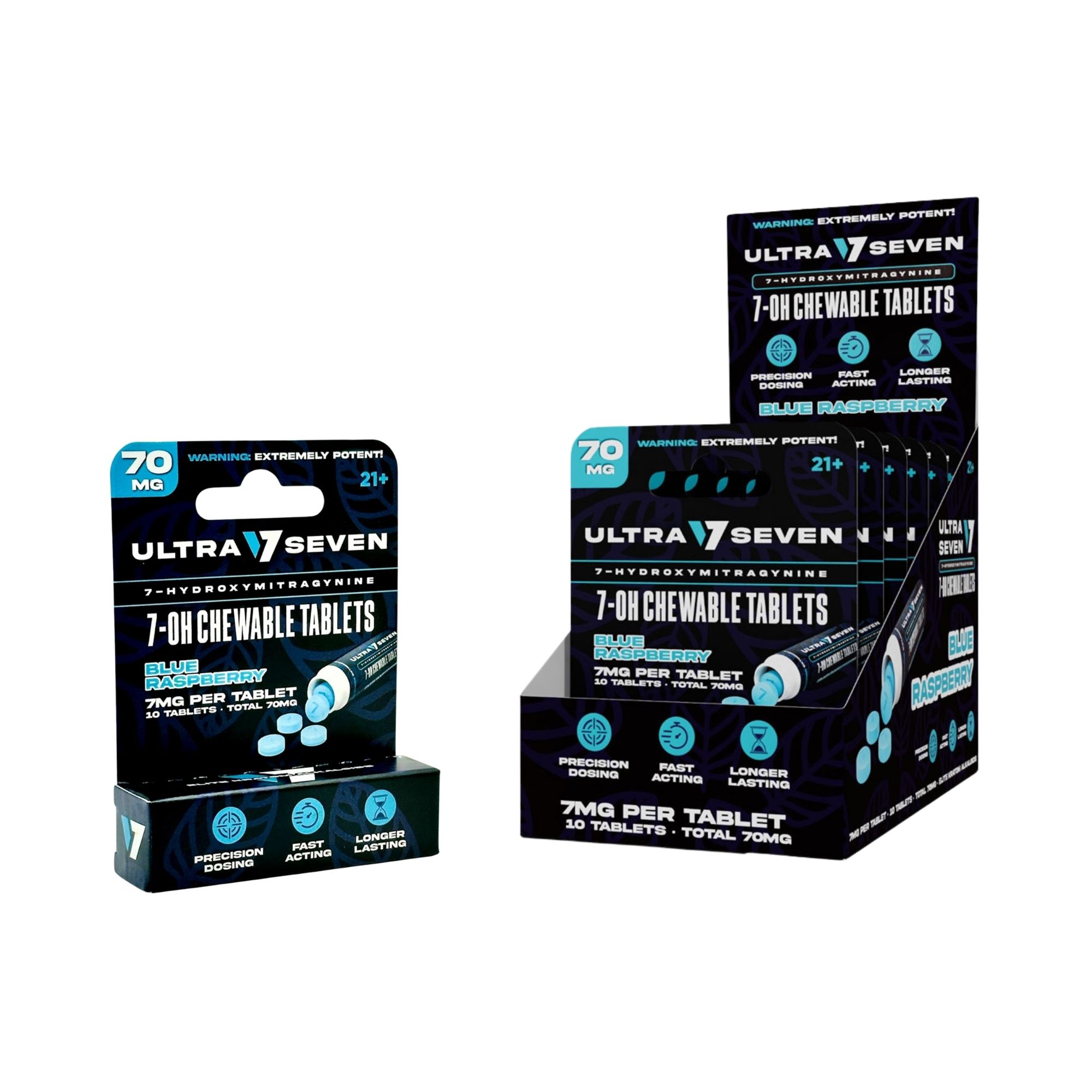 ULTRA SEVEN 7-HYDROXY TAB 10CT PACK (7MG PER TAB) BLUE RASPBERRY -BOX ...